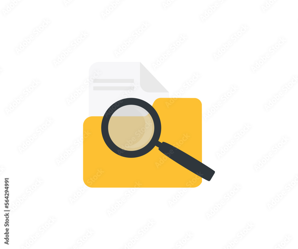 Find search file document, file folder. Using magnifying glass and ...