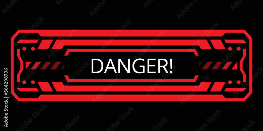 Hud danger alert. Attention vector red interface sign, warning or ...