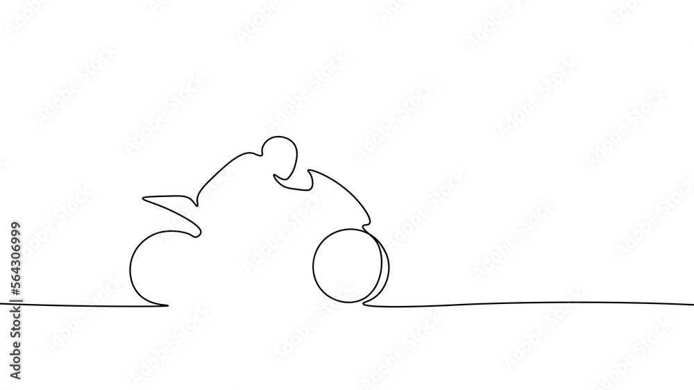 One line continuous motocross rider motorbike symbol concept. Motosport ...