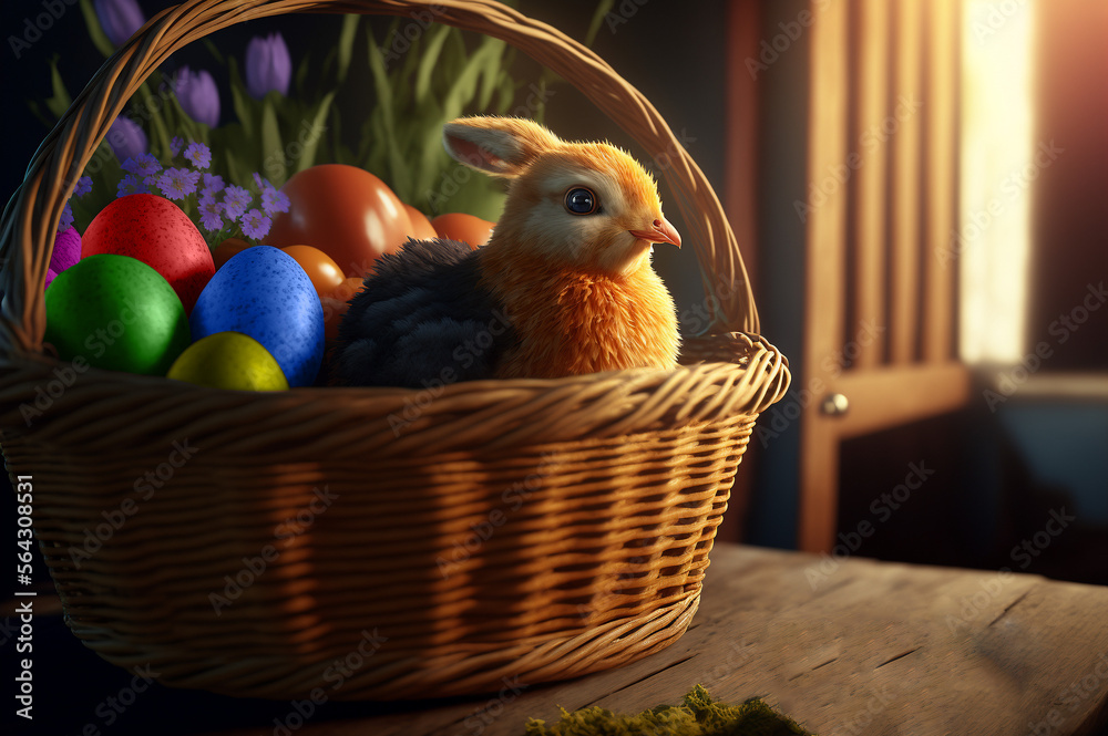 a cute mashup AI-generated furry chicken with rabbit ears posing as ...
