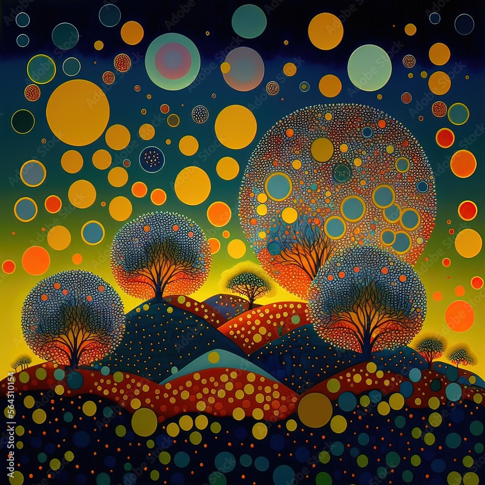 An acrylic dimensional painting titled “The Night Garden” vibrant paint ...