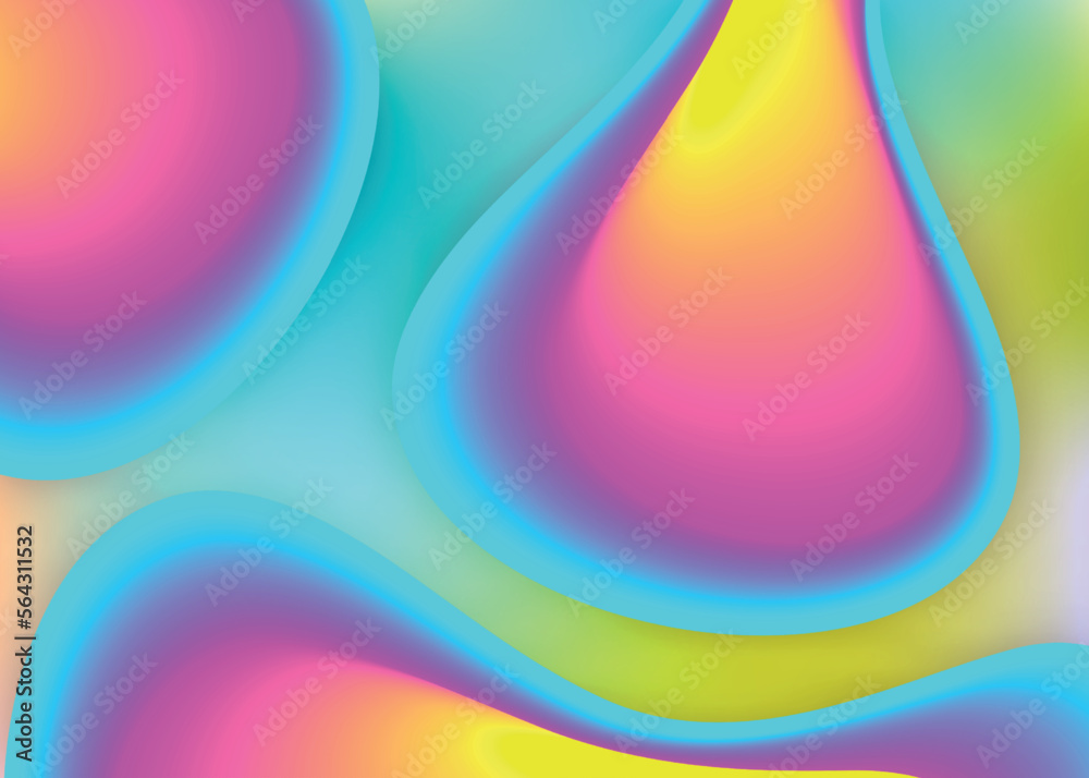 Fluid dynamic. Holographic 3d backdrop with modern trendy blend. Vivid ...