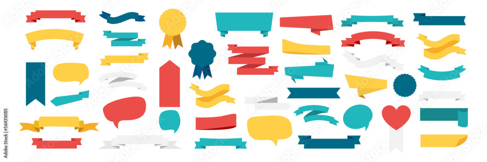 Colorful Vector Ribbon Banners. Set of Ribbons Banners with Label, Tag ...