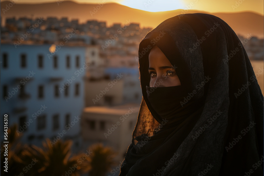 Fictional Person, Muslim woman, 30 years old, with a mysterious and ...