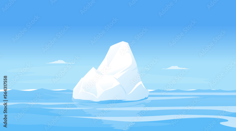 One small iceberg in sea landscape background, tip of the iceberg in ...