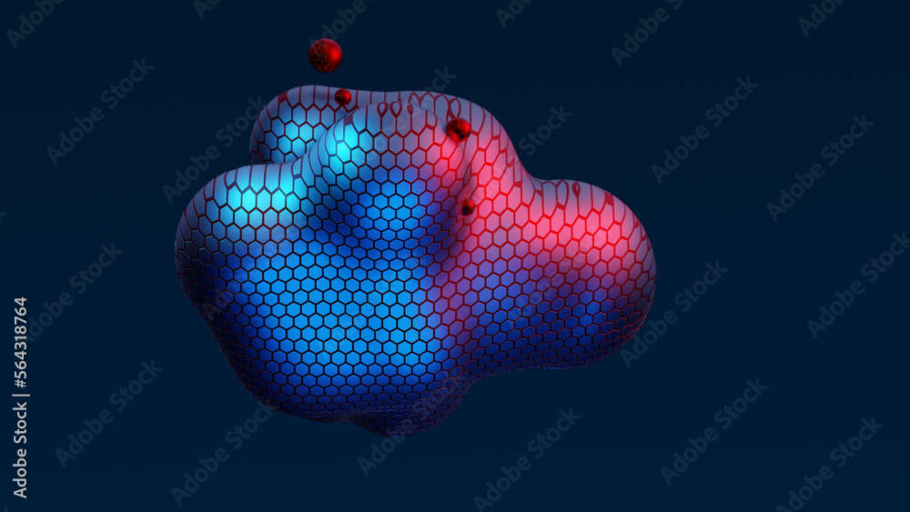 Abstract neon multicolored metaball with scale reptile texture meta ...
