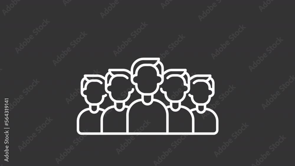 Animated crowd white line icon. Group of people. Company team. Members ...