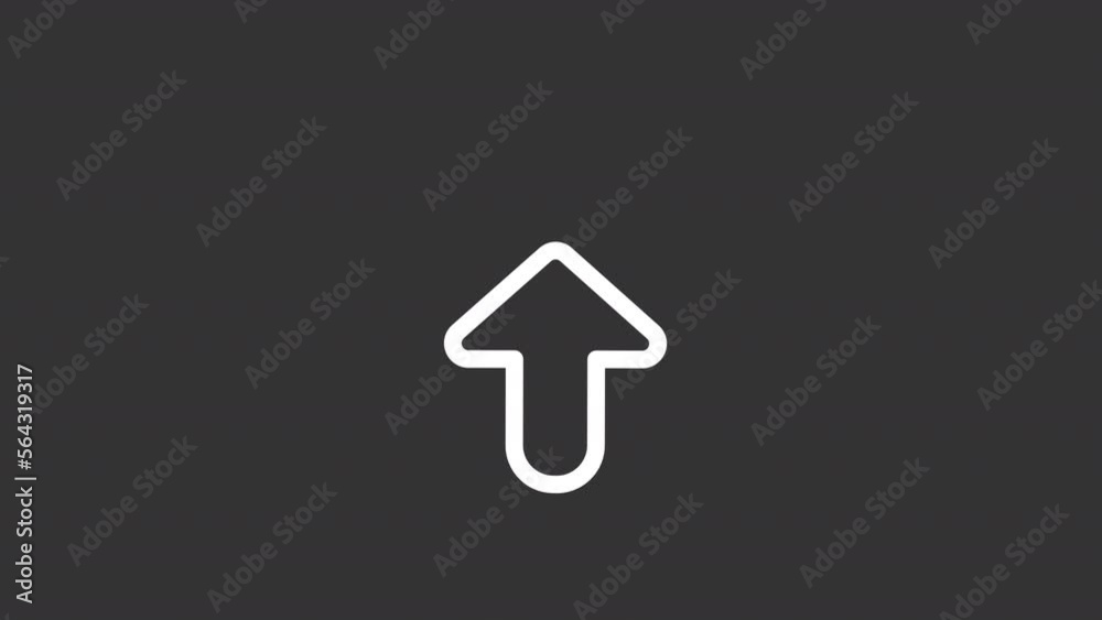 Animated arrow white line icon. Upward pointer. Website navigation ...
