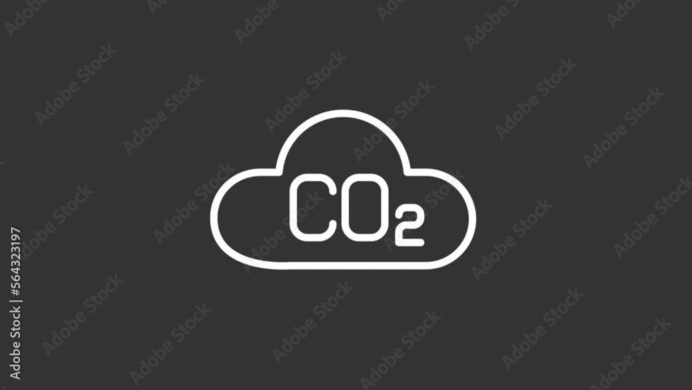Animated gas white line icon. Carbon dioxide emission. Greenhouse gas ...