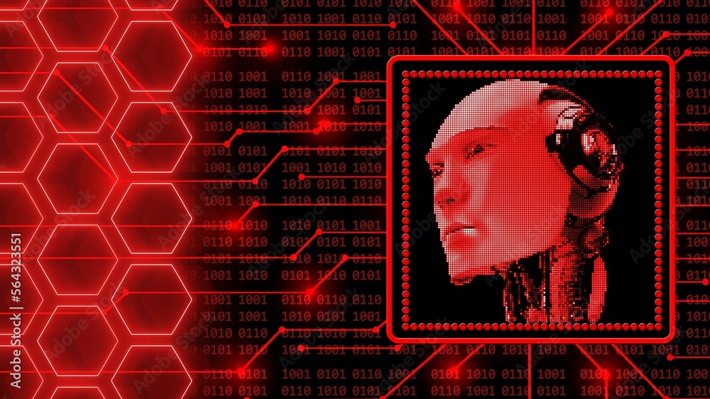 Ai Or Artificial Intelligence With Abstract 3d Robotic Head Background Of 4 Digit Binary Code