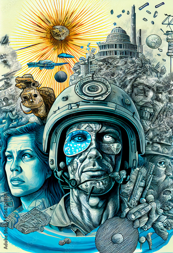 Generative AI abstract render of a war themed illustration ilustración ...