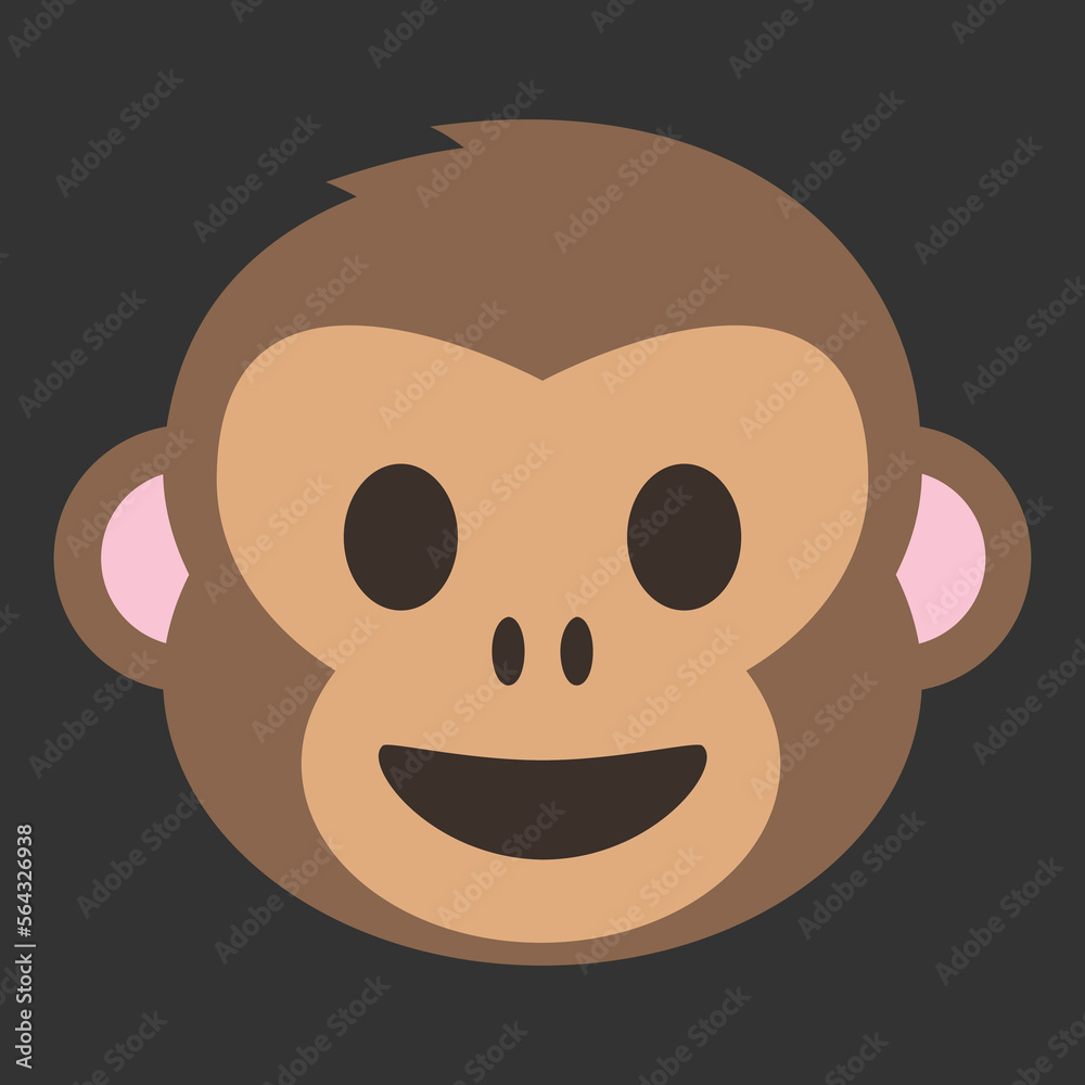 Monkey Face vector flat icon emoji design. Isolated cartoon-styled face ...