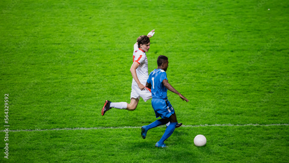 Photo & Art Print Professional Soccer Football Match Championship: Blue ...