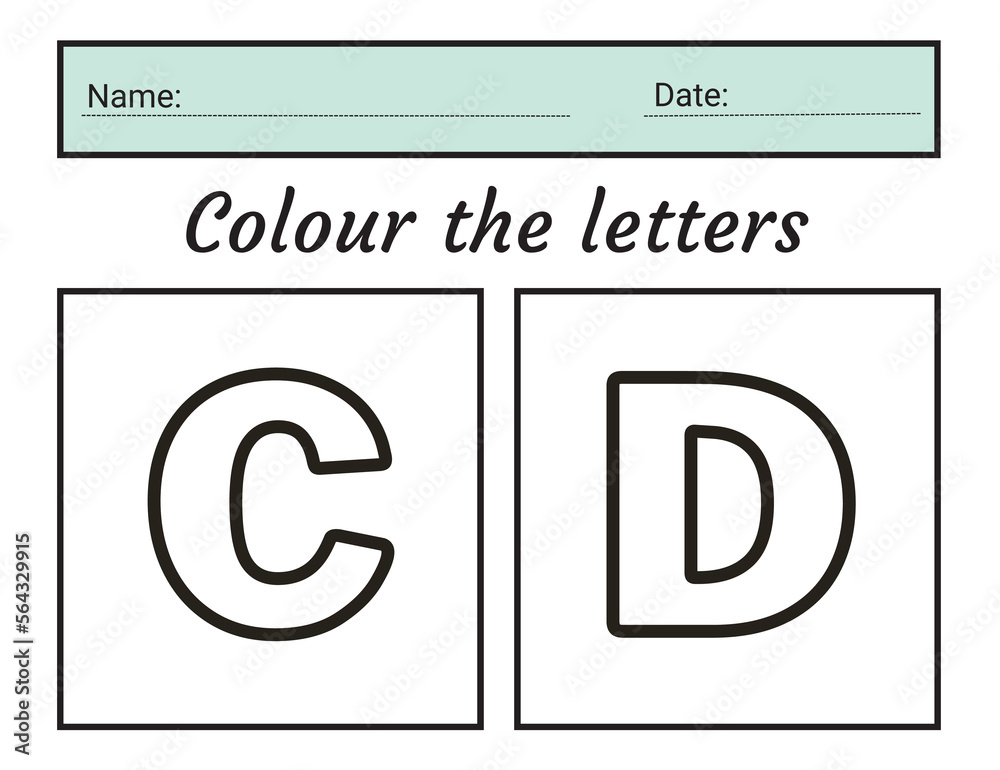 letter C - D coloring practice worksheet with all numbers for kids ...