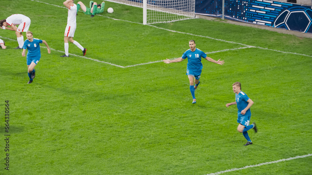 Soccer Football Championship: Team Attacks and Scores Goal, Win the ...