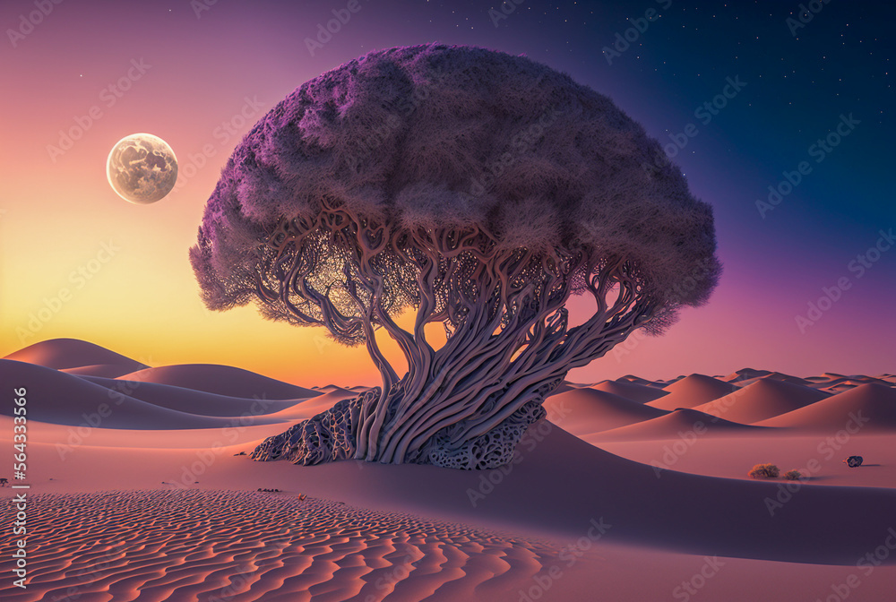 Magical, dream strange tree on alien planet. Created with Generative AI ...