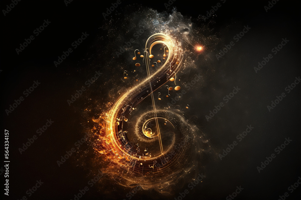 Music notes made of light. Musical notes dancing. Rhythm. Musical ...