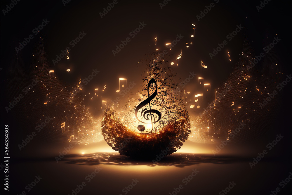 Music notes made of light. Musical notes dancing. Rhythm. Musical ...