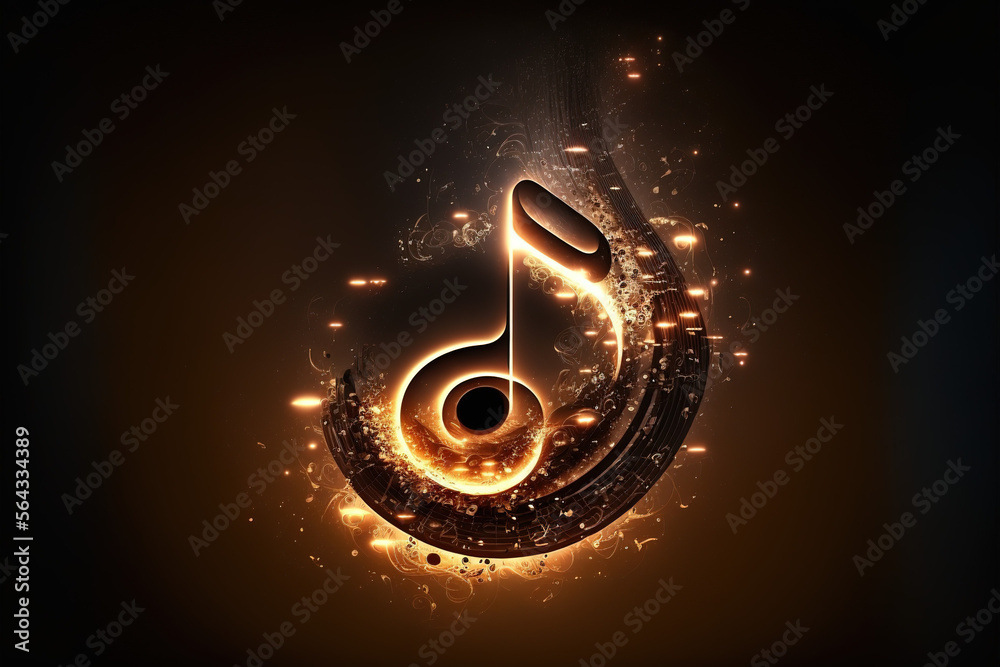 Music notes made of light. Musical notes dancing. Rhythm. Musical ...