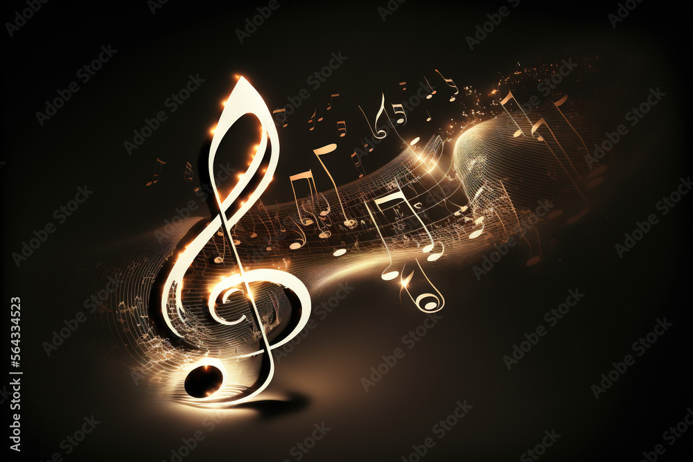 Music notes made of light. Musical notes dancing. Rhythm. Musical ...