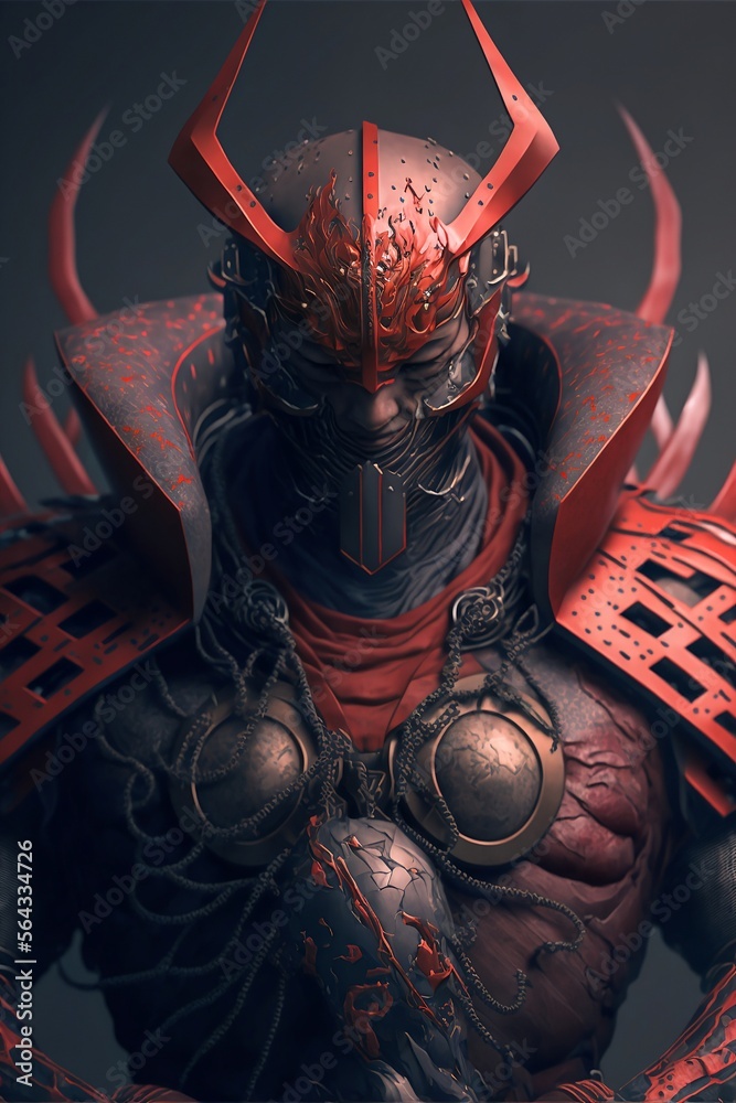 Armed samurai character in futuristic armor. Created using generative ...