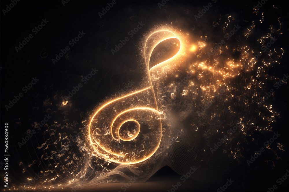Music notes made of light. Musical notes dancing. Rhythm. Musical ...