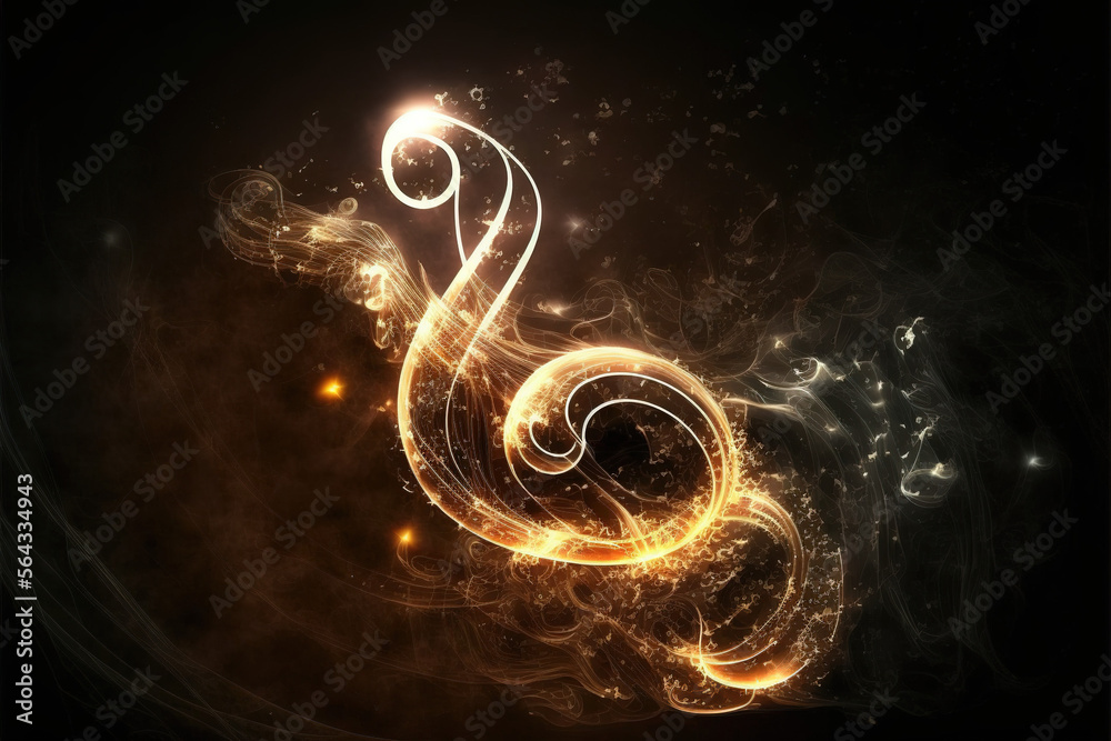 Music notes made of light. Musical notes dancing. Rhythm. Musical ...