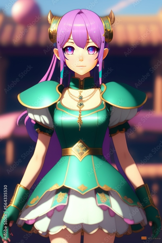 anime magical girl armored amazon warrior princess With ponytail IA ...