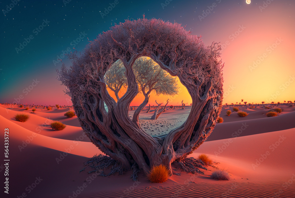 Magical, dream strange tree on alien planet. Created with Generative AI ...