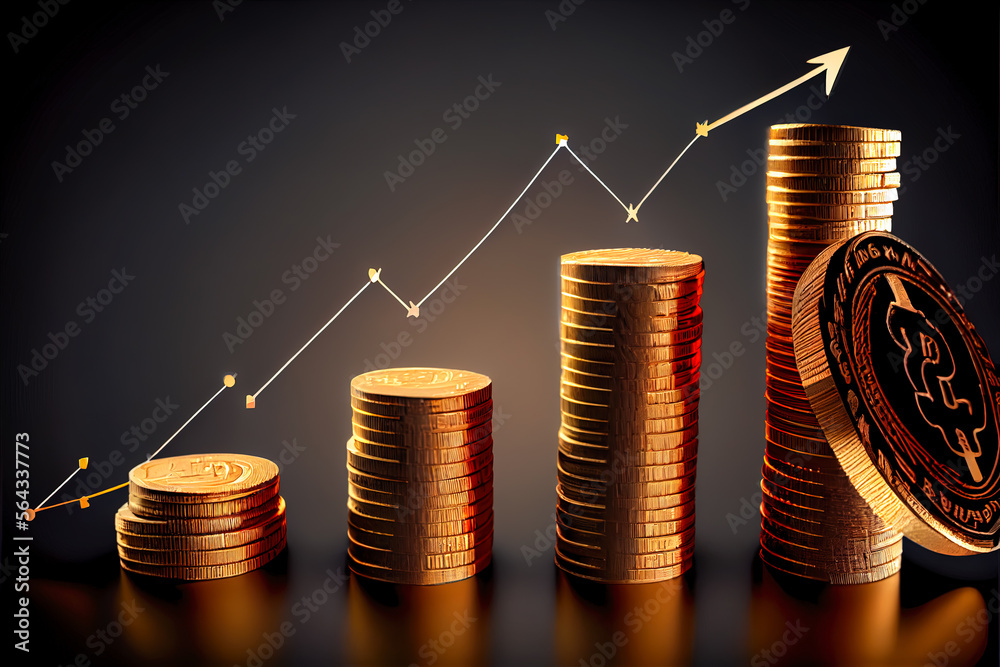 growth charts with gold coins. Generative AI Stock Illustration | Adobe ...