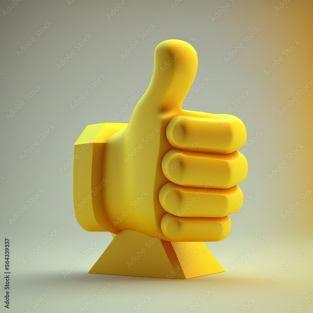 sign emoticon big yellow thumb up ok on white background Stock ...