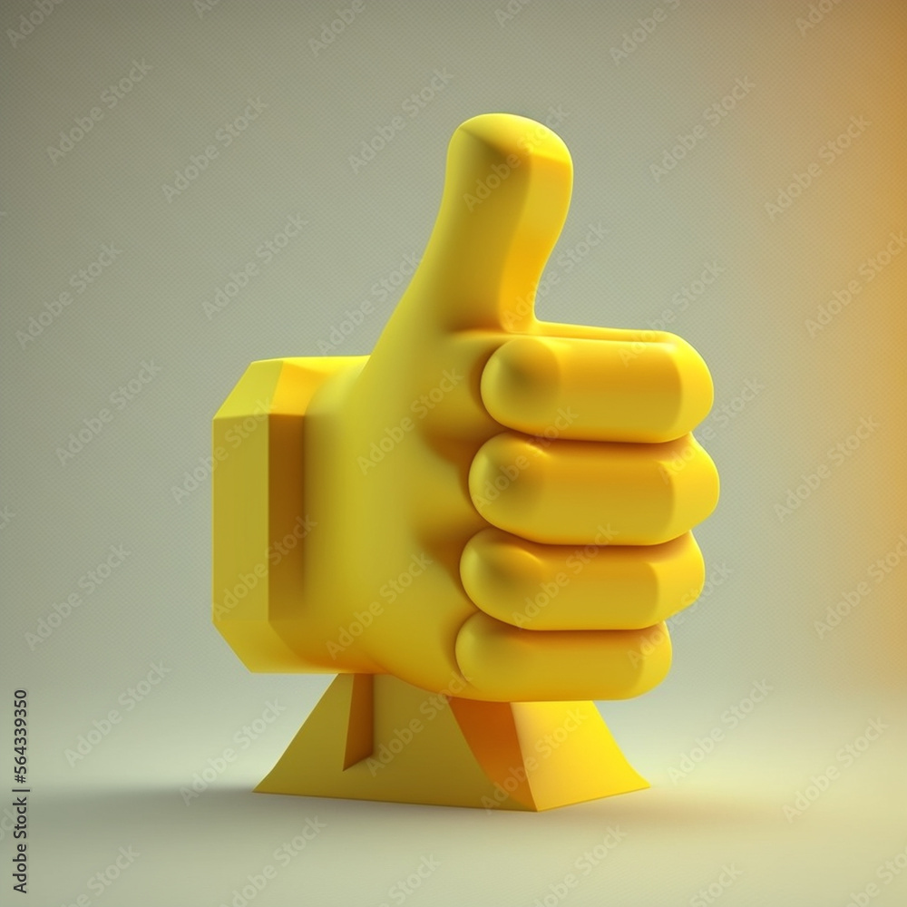 sign emoticon big yellow thumb up ok on white background Stock ...