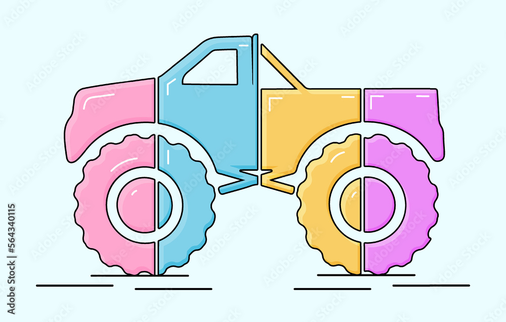 Kids Small truck illustration, car illustration, colorful mini truck ...