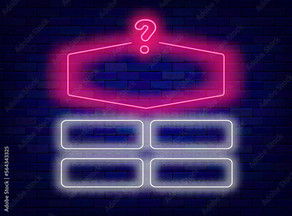 Question and answers neon grid template. School test, tv show and exam ...