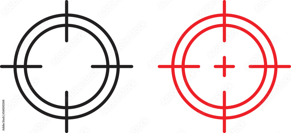 Gun target icon simple trendy flat style line and solid Isolated vector ...