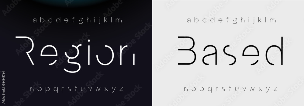 Tech style alphabet. Thin segment line font, minimalist type for modern ...