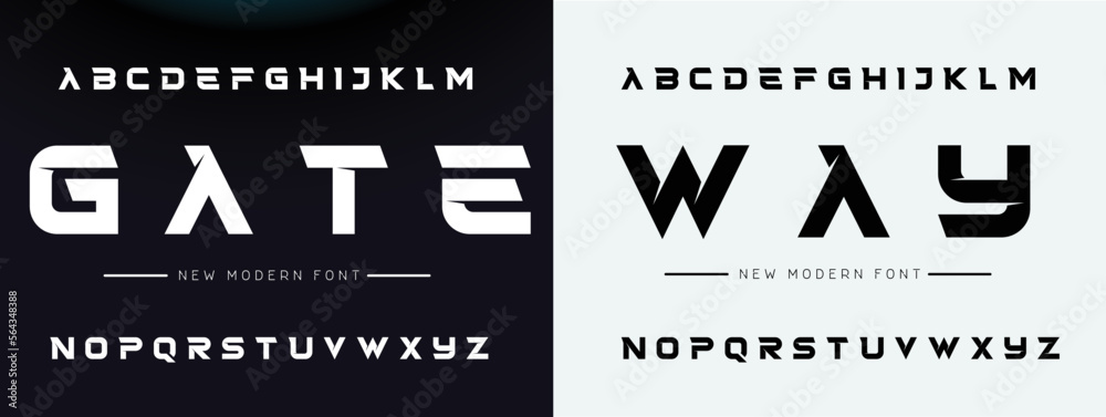 GATEWAY Sports minimal tech font letter set. Luxury vector typeface for ...