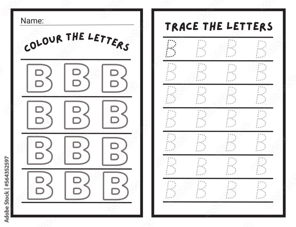 Alphabet letters tracing worksheet with alphabet letter B. Basic ...
