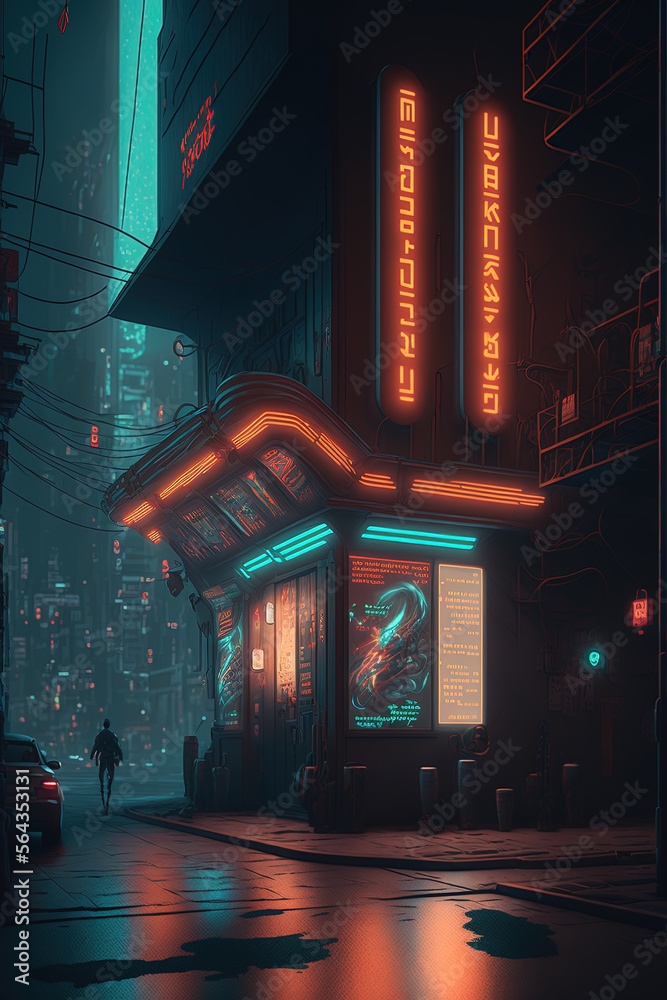 Neon Noir, Neon Nightscape, bustling cyberpunk metropolis alive with ...