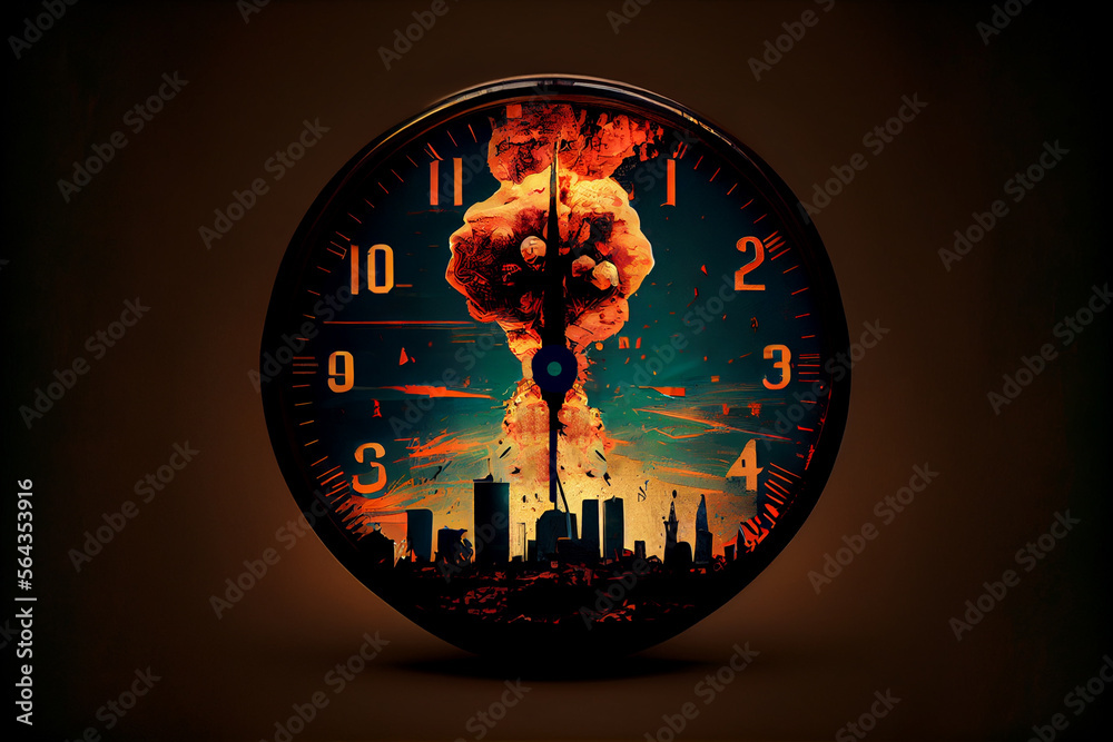Doomsday clock showing 90 seconds to midnight against nuclear war ...