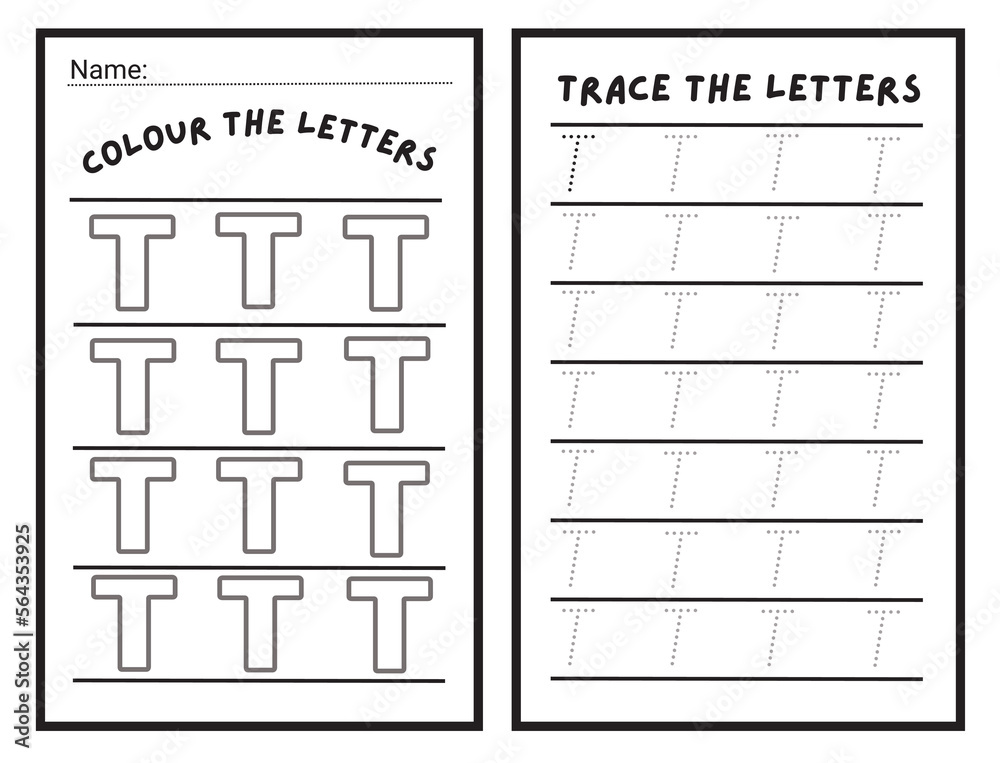 Alphabet letters tracing worksheet with alphabet letter T. Basic ...
