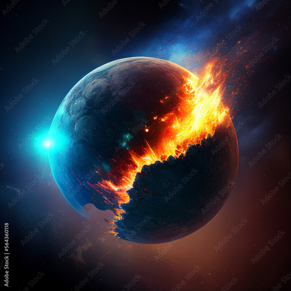 Beautiful Cartoon Planet Explosion - An Artistic and Colorful Artwork ...