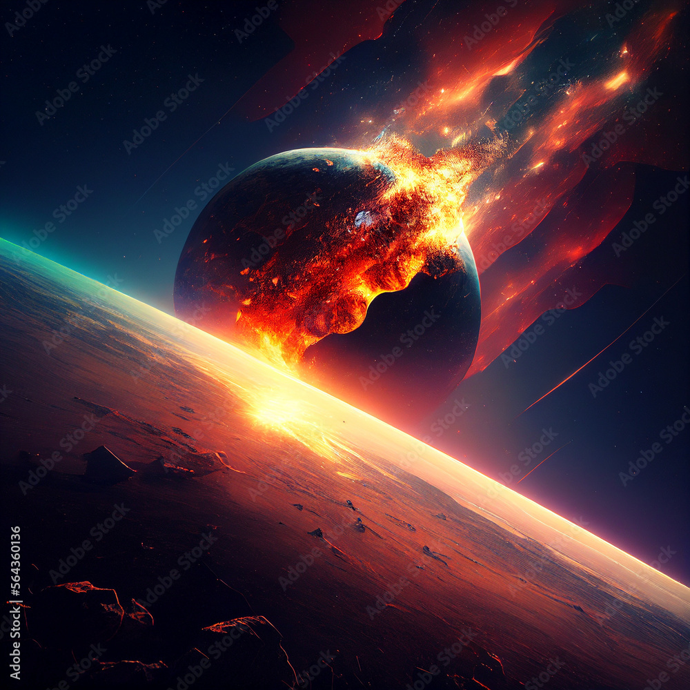 Beautiful Cartoon Planet Explosion - An Artistic and Colorful Artwork ...