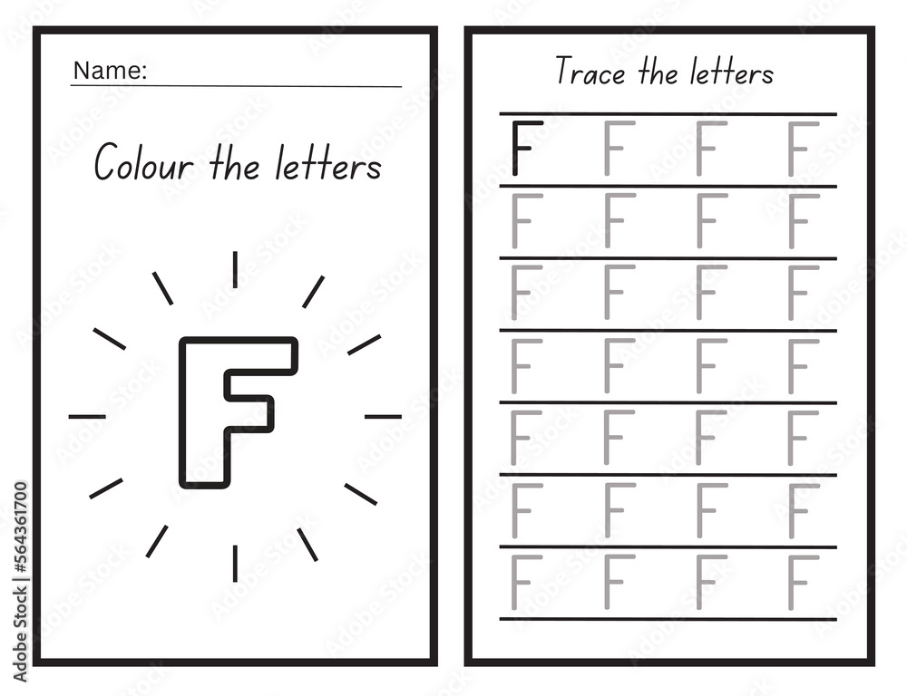 letter F coloring and tracing practice Worksheet for learning the ...