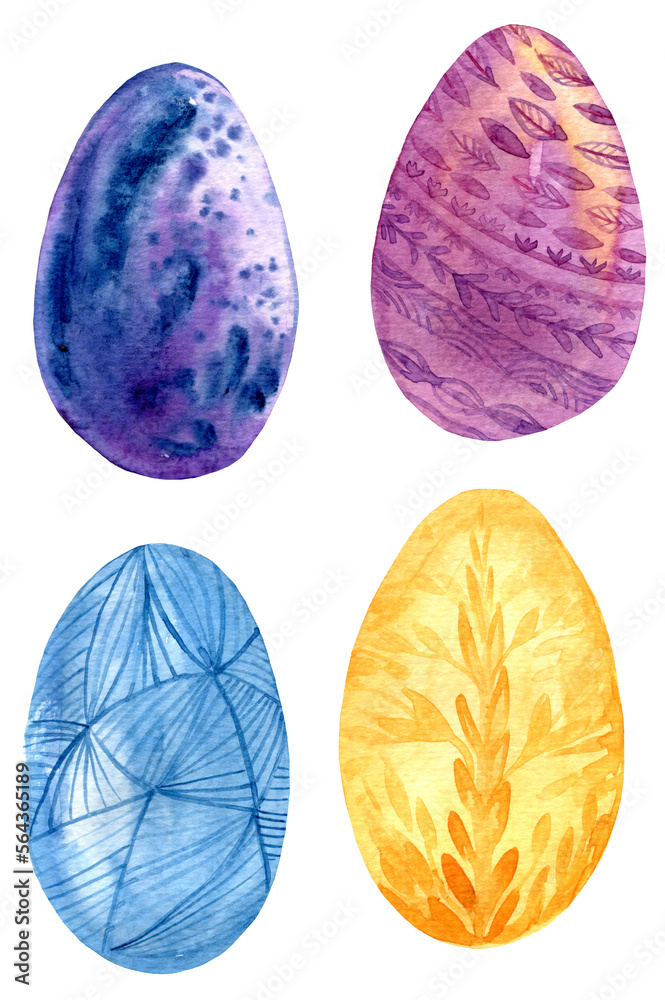 Set of Easter eggs 600 dpi PNG watercolor illustration clip art ...