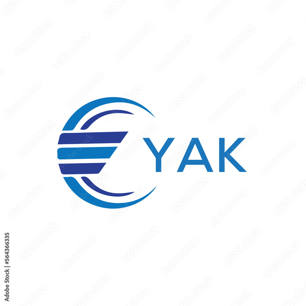 YAK letter logo. YAK blue image on white background. YAK vector logo design for entrepreneur and ...