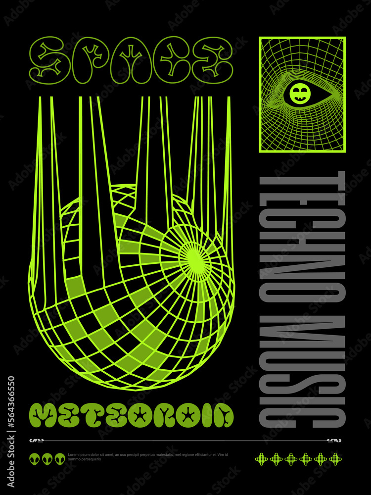 Modern posters disco ball technology style of Techno, Rave, Electronic ...