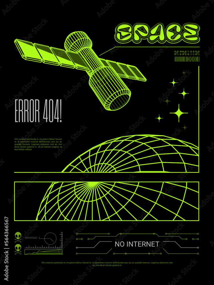 Modern posters Earth orbit satellite internet technology style of ...