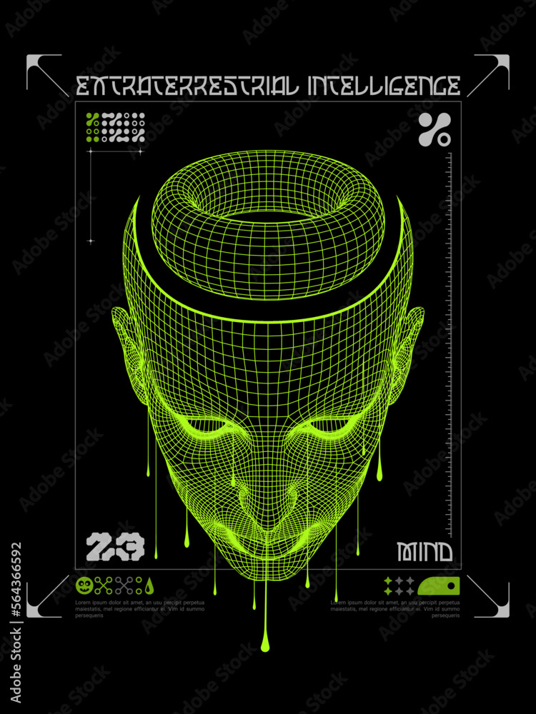 Modern posters face mask technology in the style of Techno, Rave ...