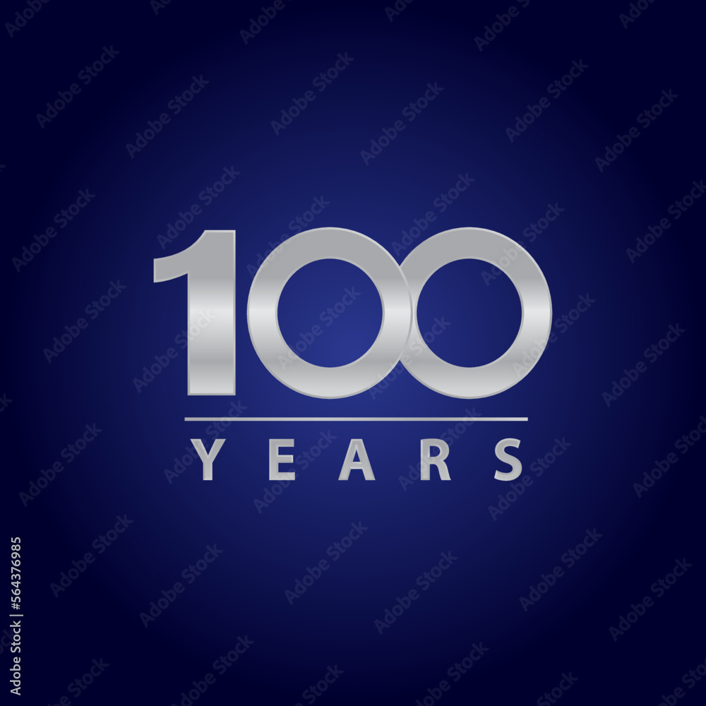Vetor de 100 years silver for celebration. 100 years symbol for ...